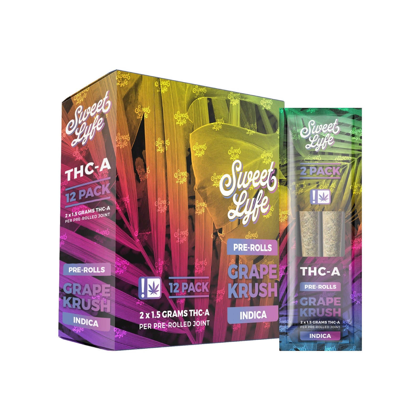 2 Pack Pre-Rolls Joint THC-A | Grape Krush - Indica – Sweet Lyfe